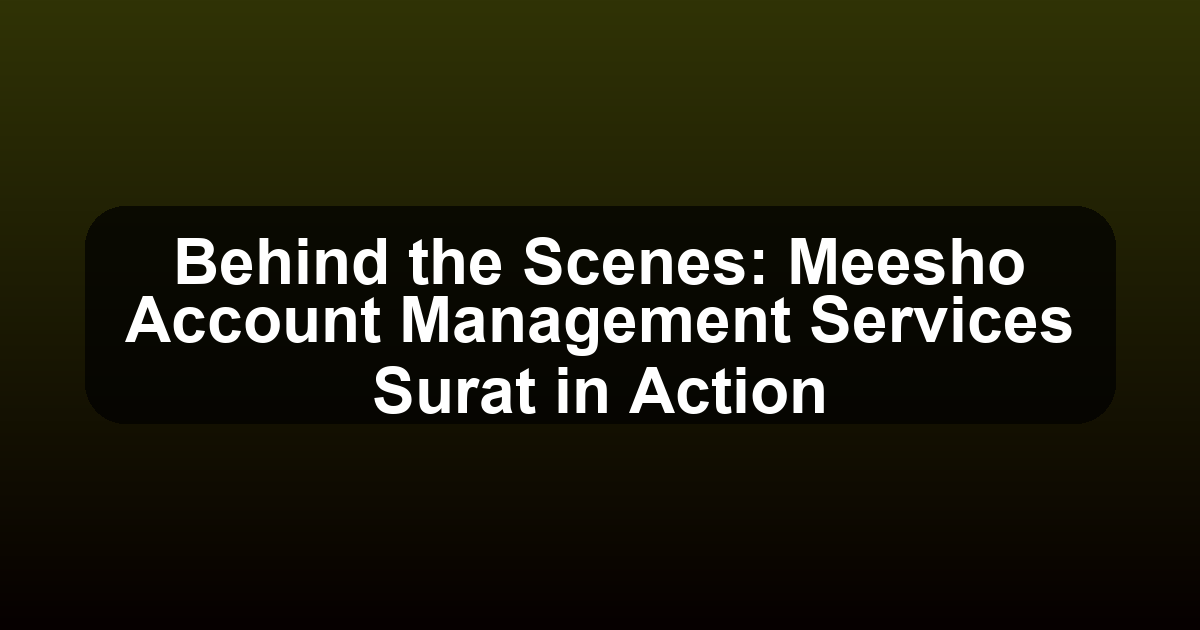 Behind the Scenes: Meesho Account Management Services Surat in Action ...